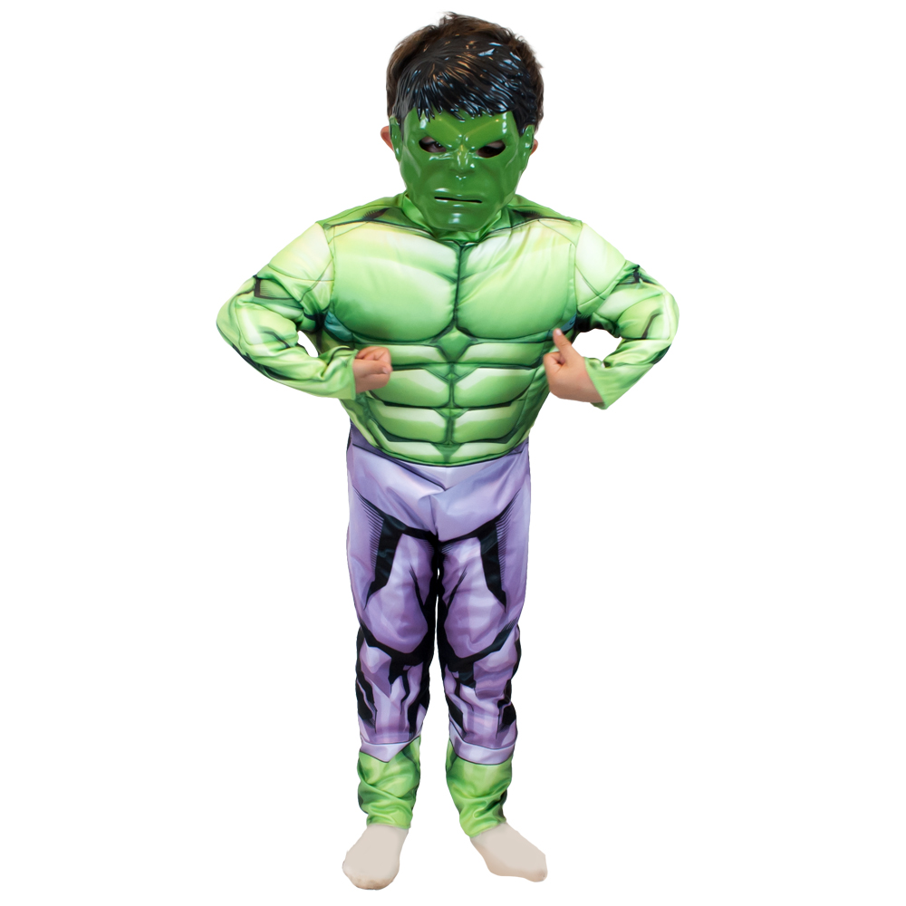 DISFRAZ HULK CON MUSCULOS GLAM MARVEL AVENGERS 7-8 AÑOS | Sotocopias.cl